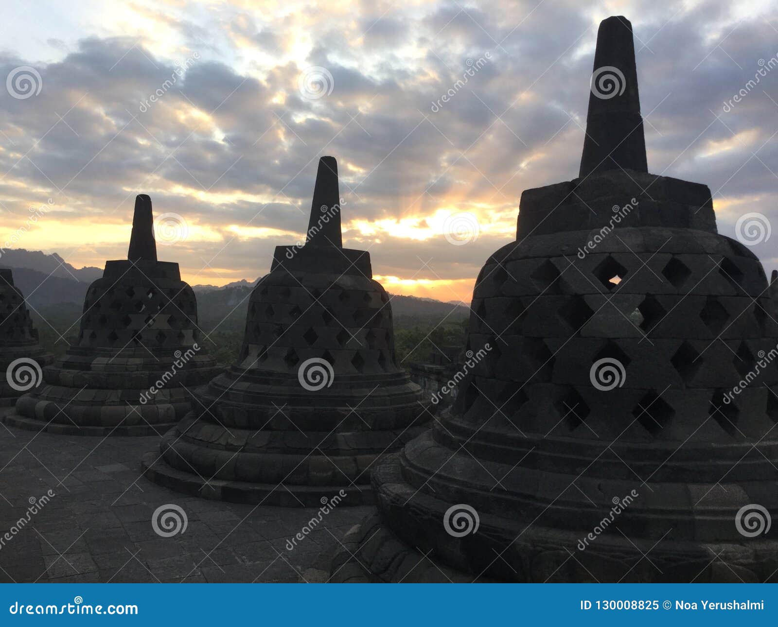 Borobudur Stupas. Buddhist Temple at Sunset . Near Yogyakarta on Java ...