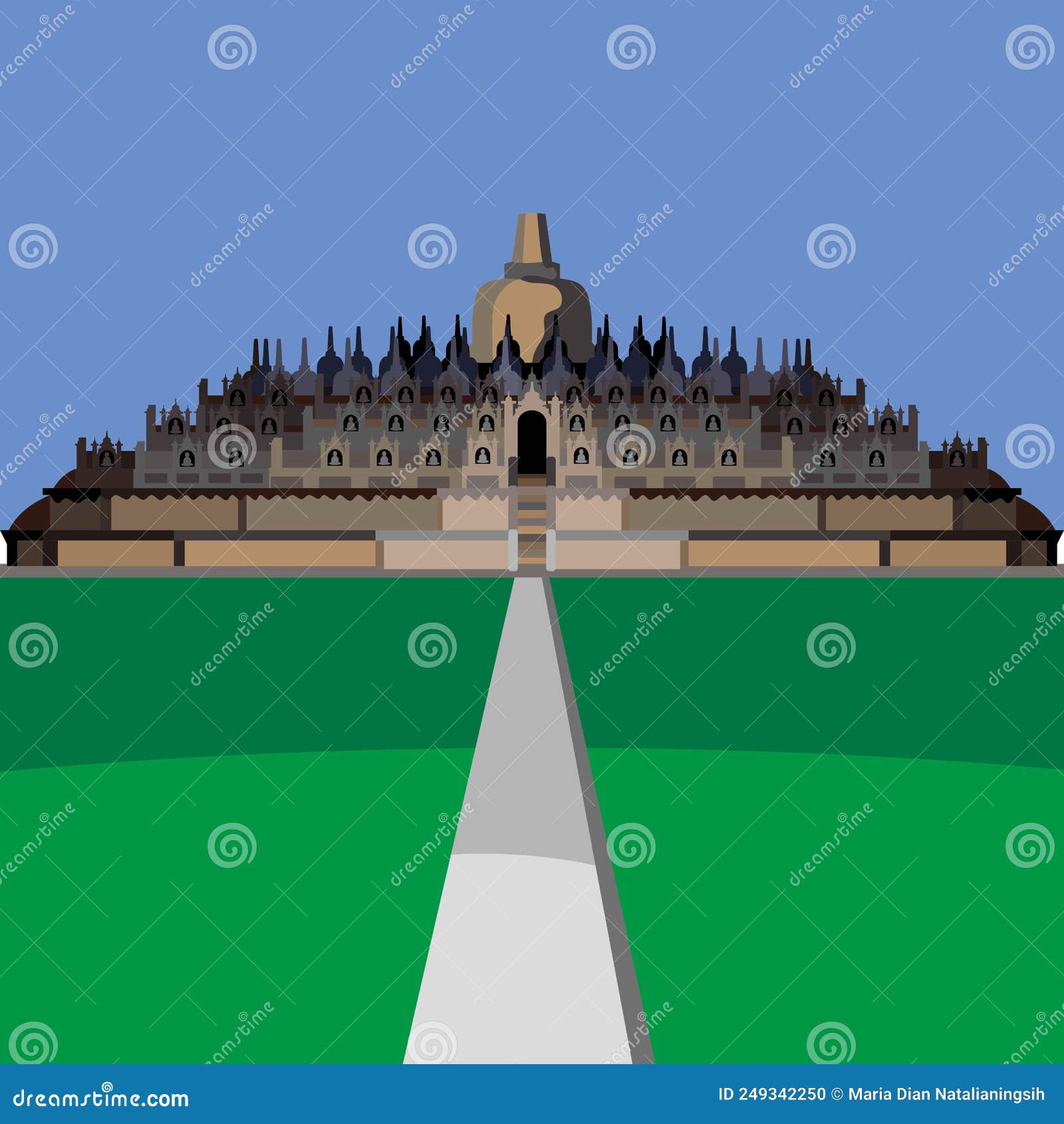 Borobudur Temple Java Indonesia Vector Stock Vector - Illustration of ...