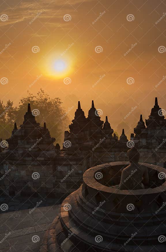 Borobudur Temple at Sunrise, Java, Indonesia Stock Image - Image of ...