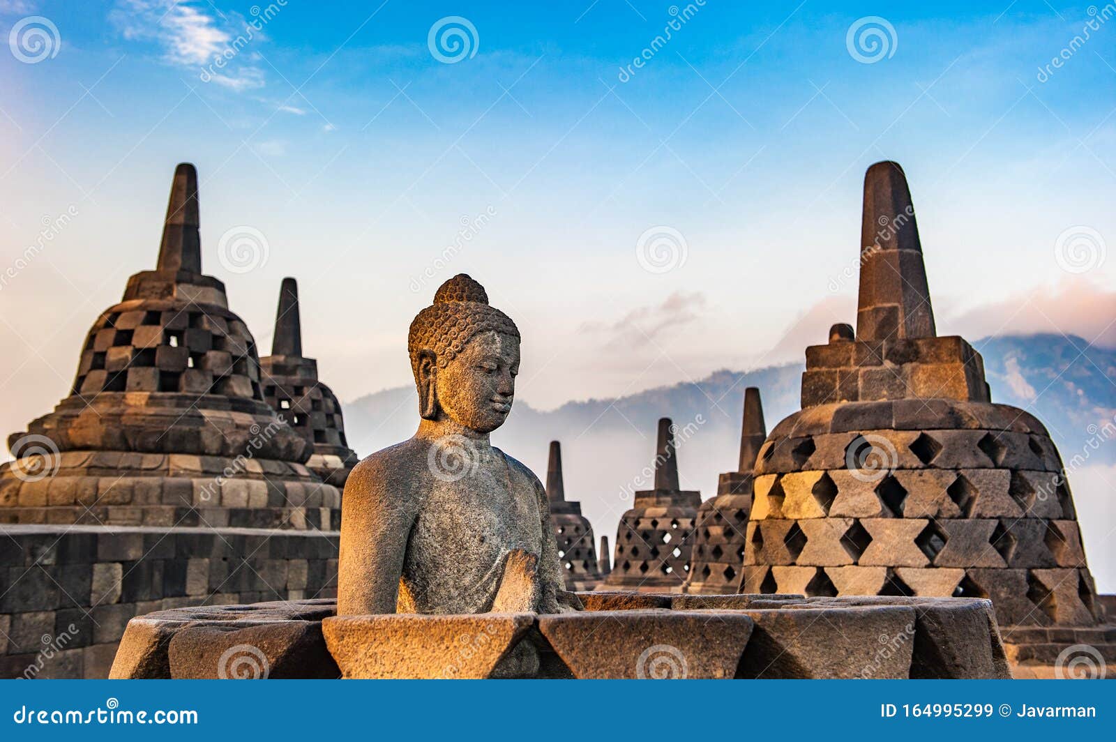 Borobudur Temple at Sunrise, Java, Indonesia Stock Image - Image of ...