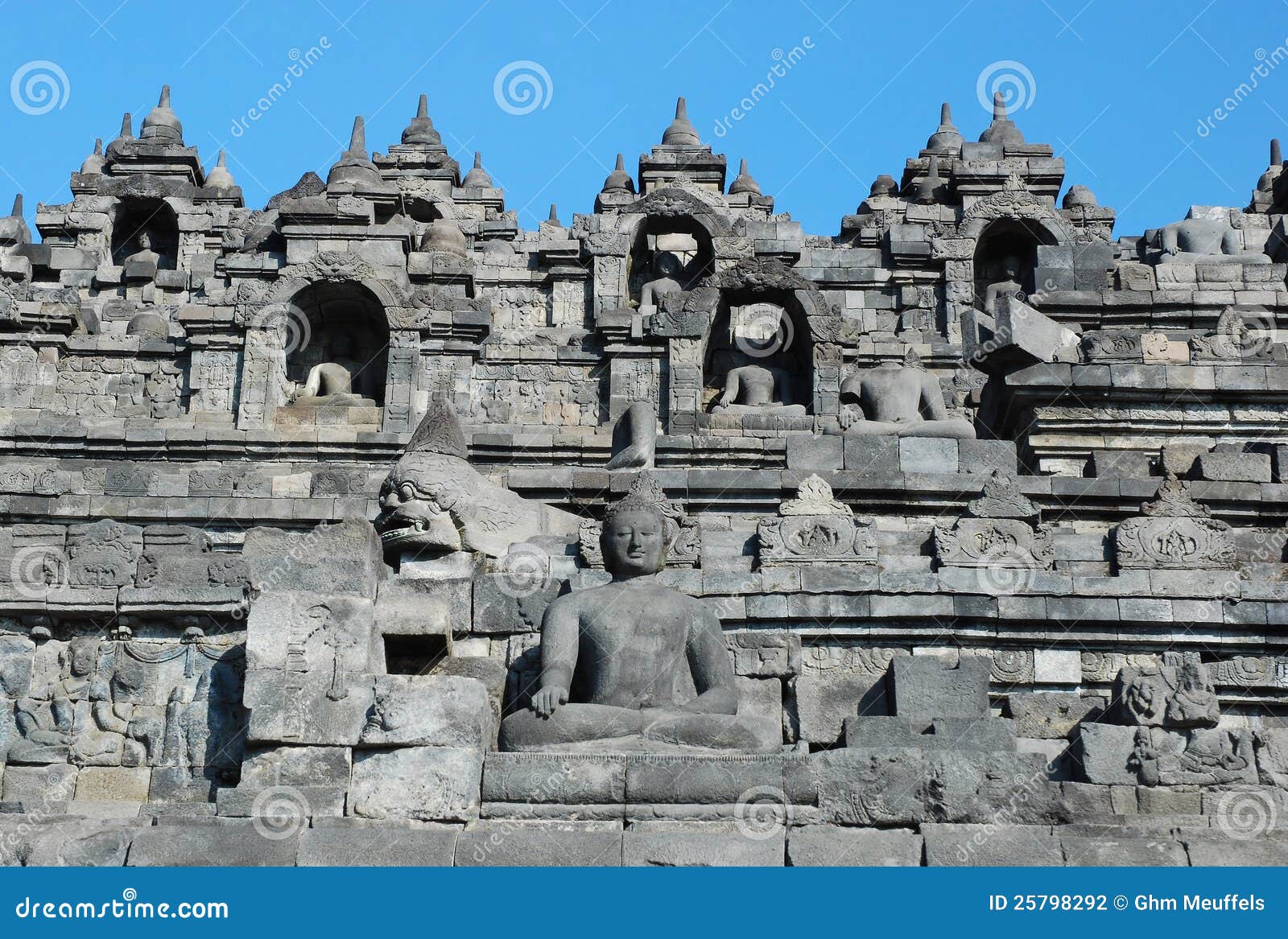 Borobudur - Wall with Buddha Statue S Stock Photo - Image of magelang ...