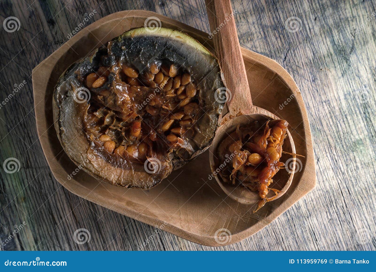 Borojo Fruit in a Wooden Bowl Stock Image - Image of rustic, brown ...