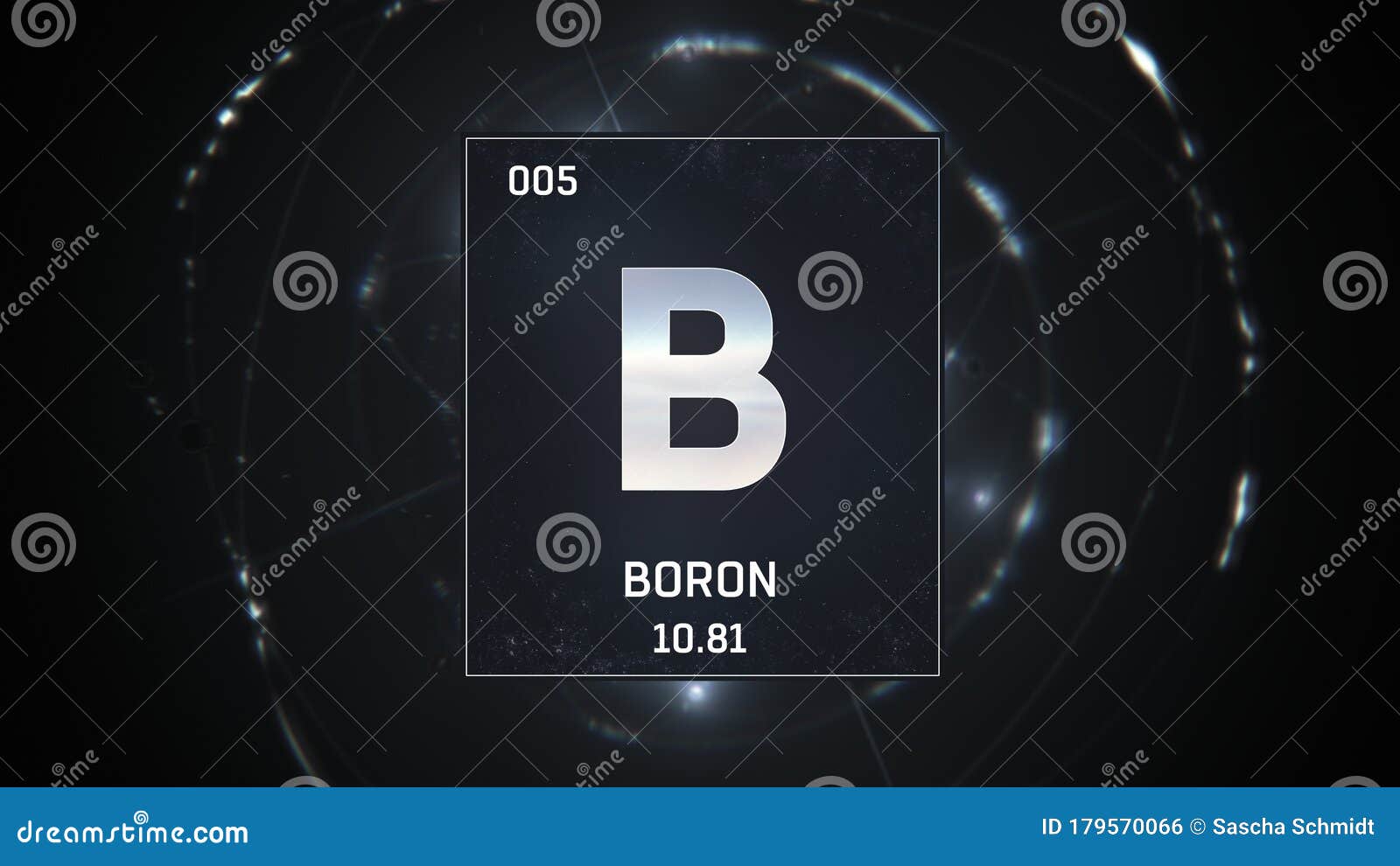 Boron As Element 5 of the Periodic Table 3D Animation on Silver ...