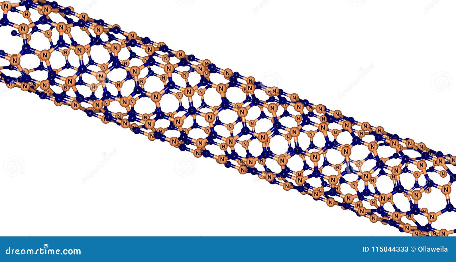 Boron Nitride Nanotube Molecular Structure Isolated on White Background ...