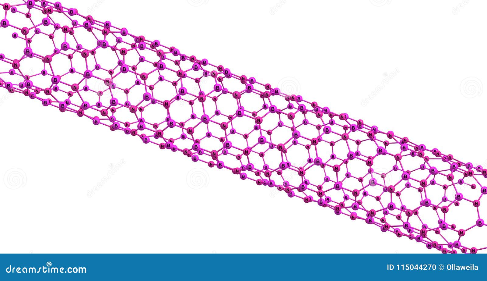 Boron Nitride Nanotube Molecular Structure Isolated on White Background ...