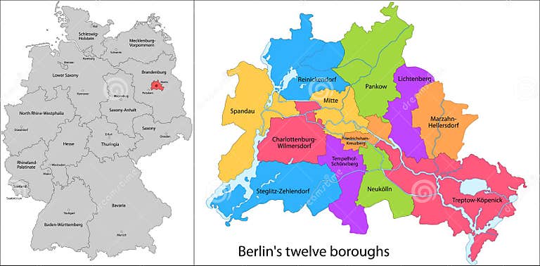 Boroughs of Berlin stock vector. Illustration of federal - 32719322