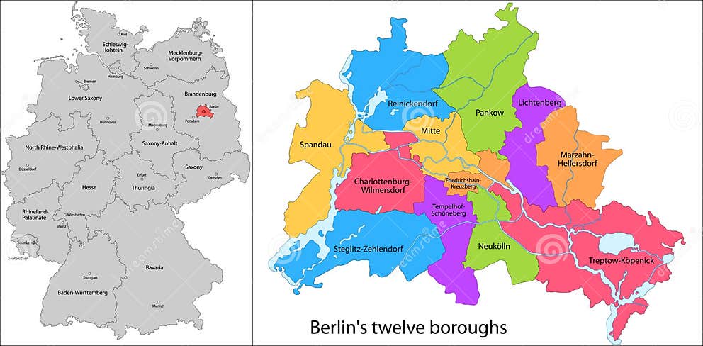 Boroughs of Berlin stock vector. Illustration of federal - 32719322