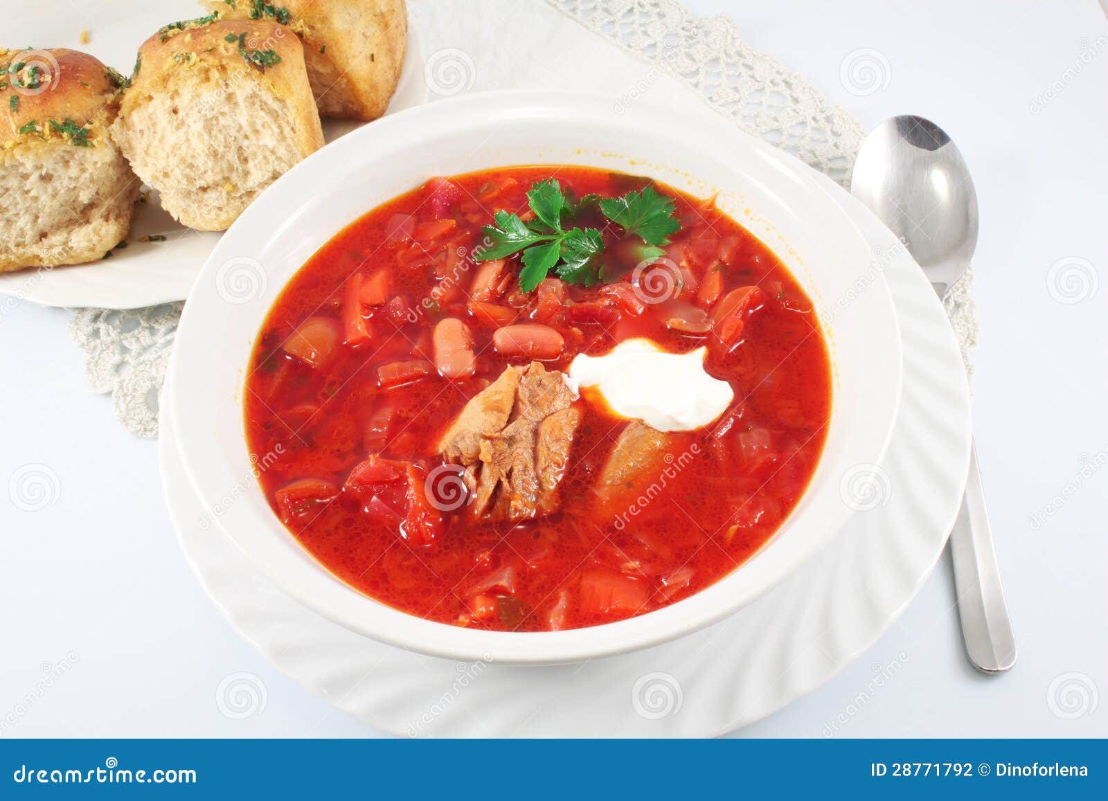 Borscht Traditional Russian Red Soup Stock Photo - Image of parsley ...