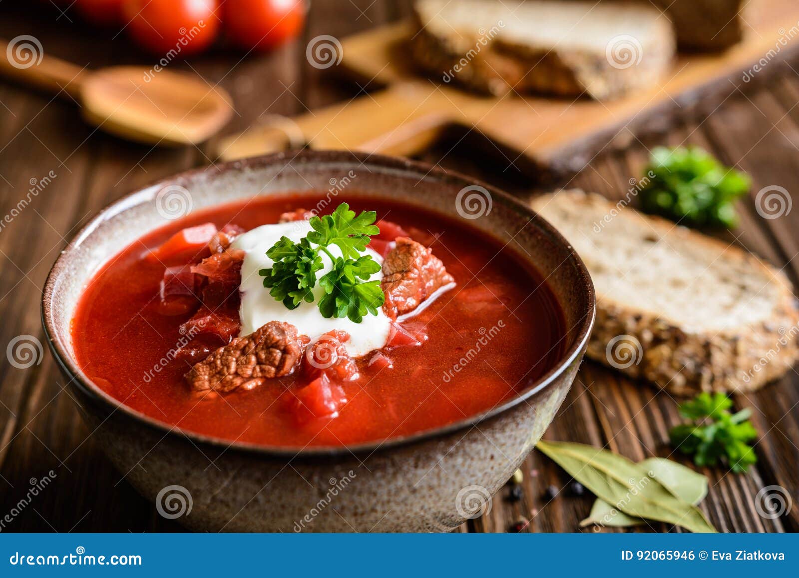 Borscht - Traditional Ukraine Soup Stock Photo - Image of dish, cream ...