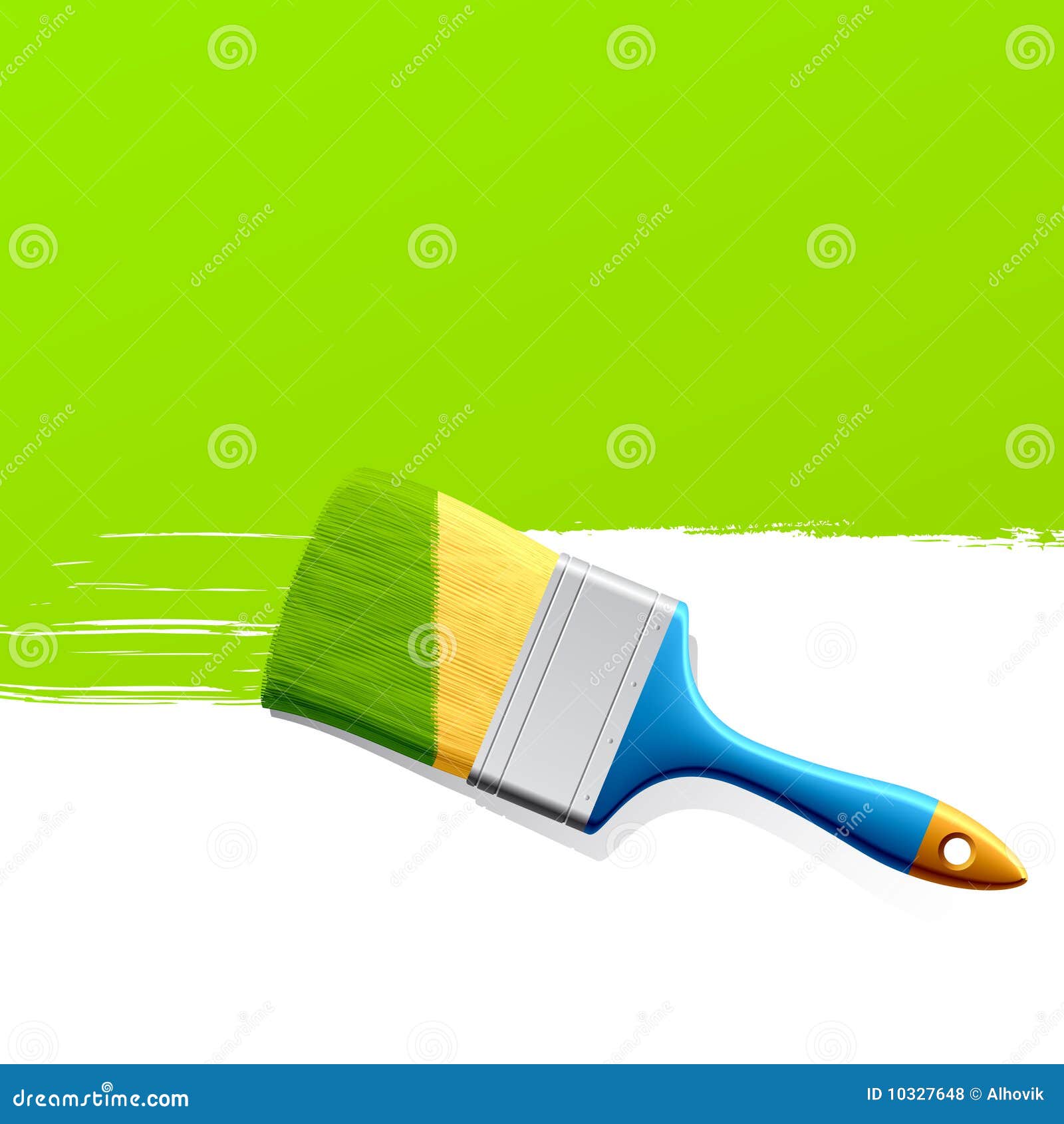 Borstel met groene verf vector illustratie. Illustration of verbetering ...