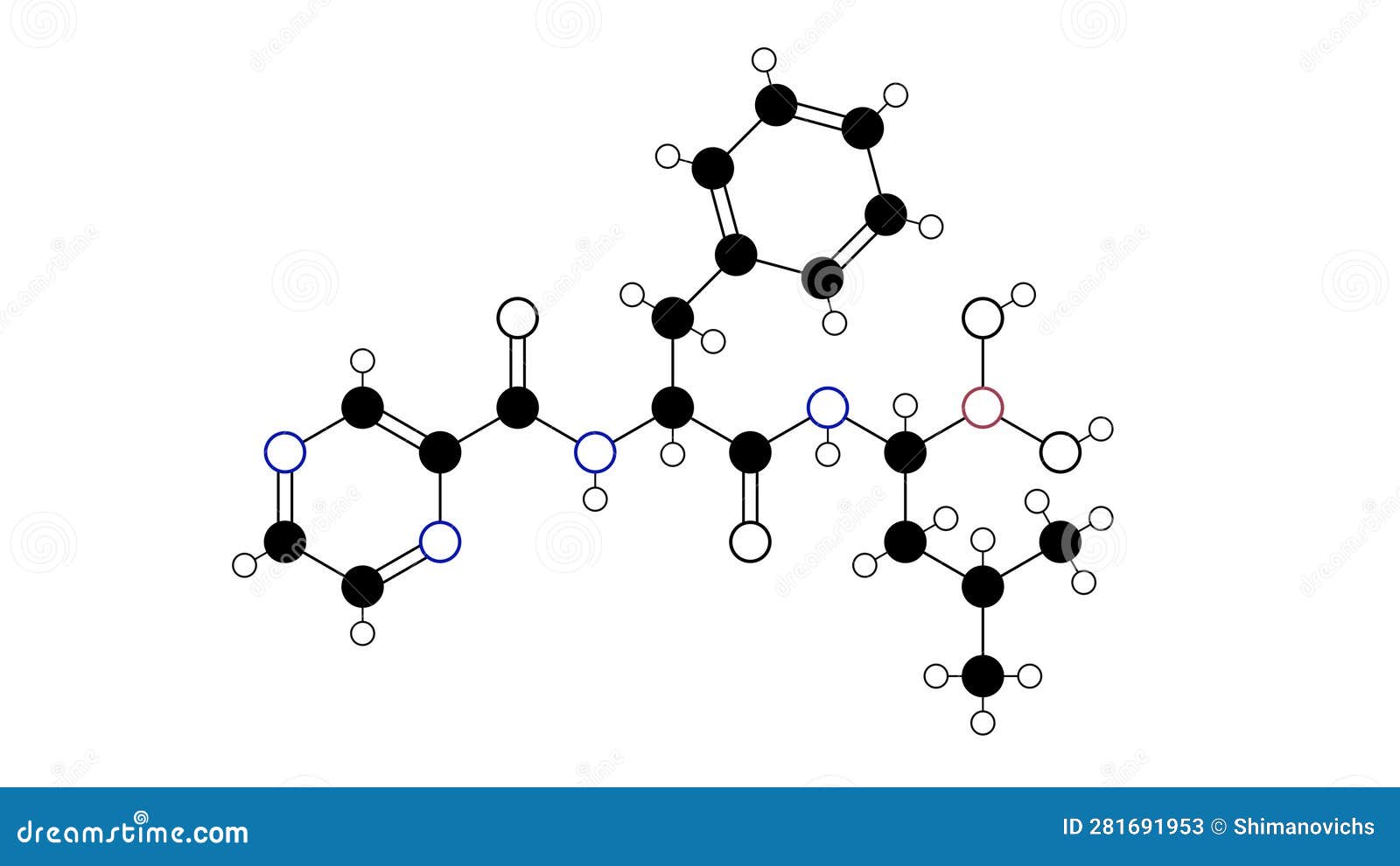 Bortezomib Molecule, Structural Chemical Formula, Ball-and-stick Model ...