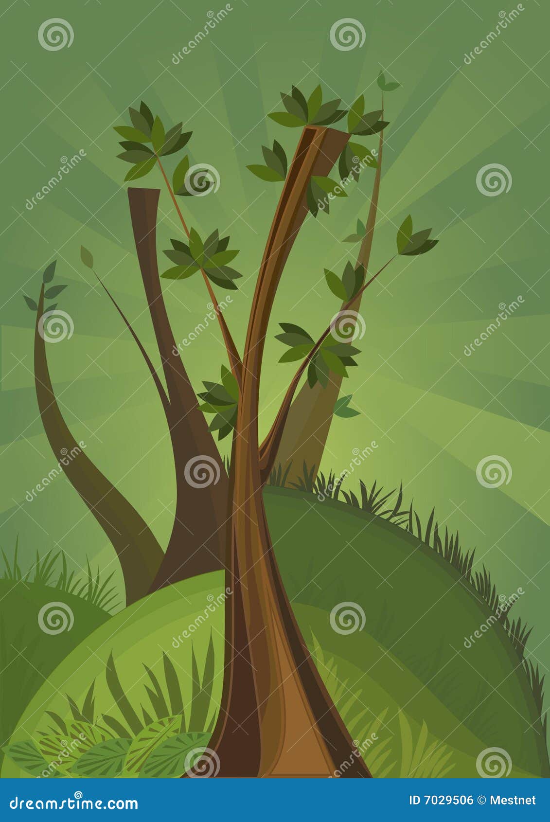 Bos vector illustratie. Illustration of landschap, seizoen - 7029506