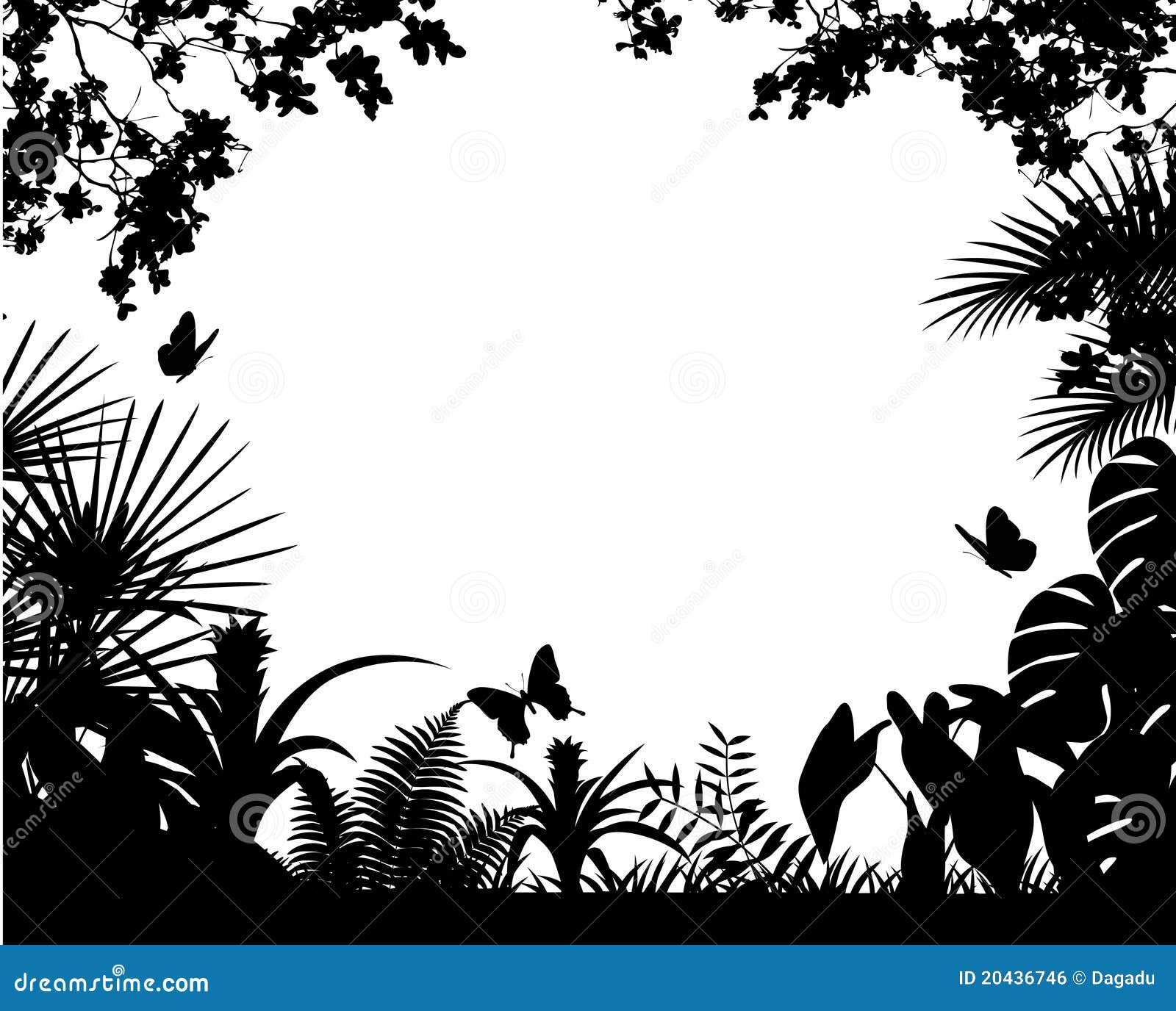 Bos silhouet vector illustratie. Illustration of tropisch - 20436746