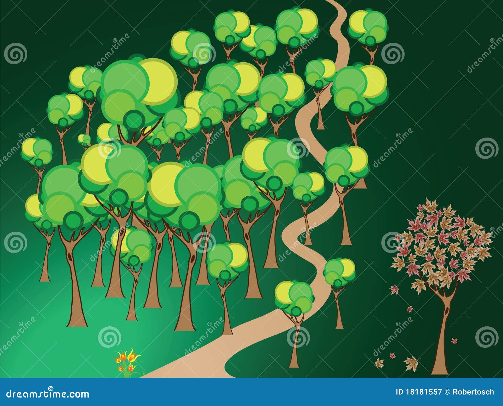 Bos weg vector illustratie. Illustration of houten, samenvatting - 18181557