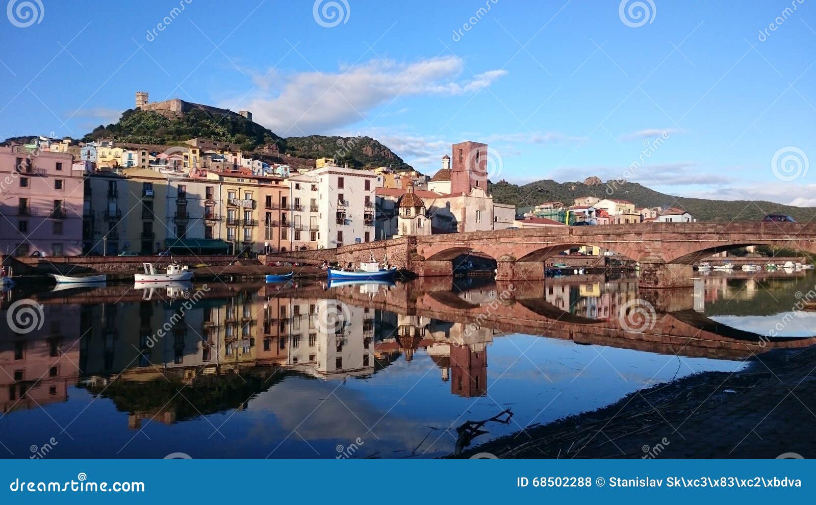 Bosa stock photo. Image of bosa, italy, town, bridge - 68502288