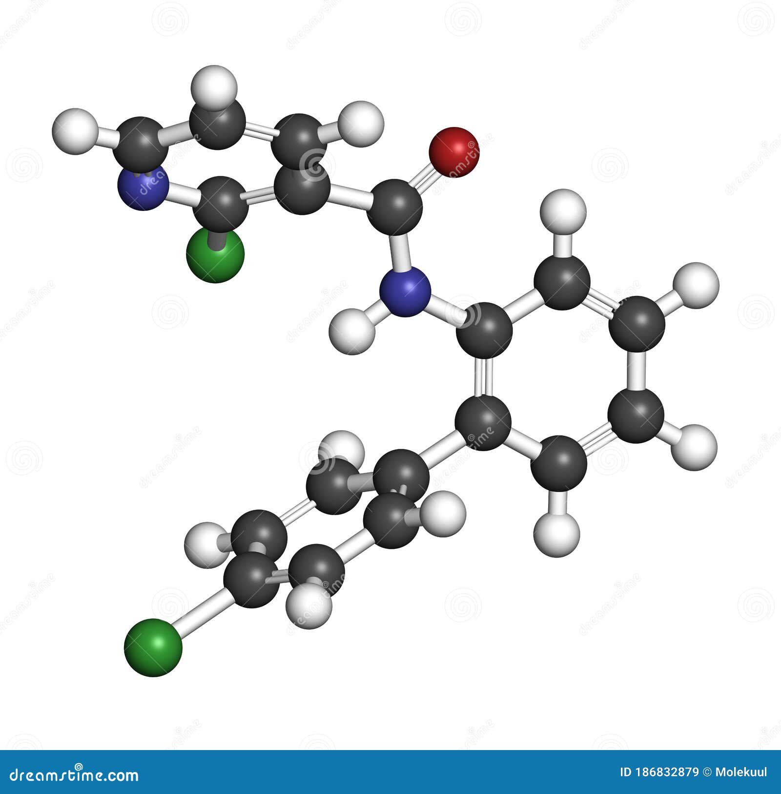 Boscalid Fungicide Molecule. 3D Rendering Stock Illustration ...
