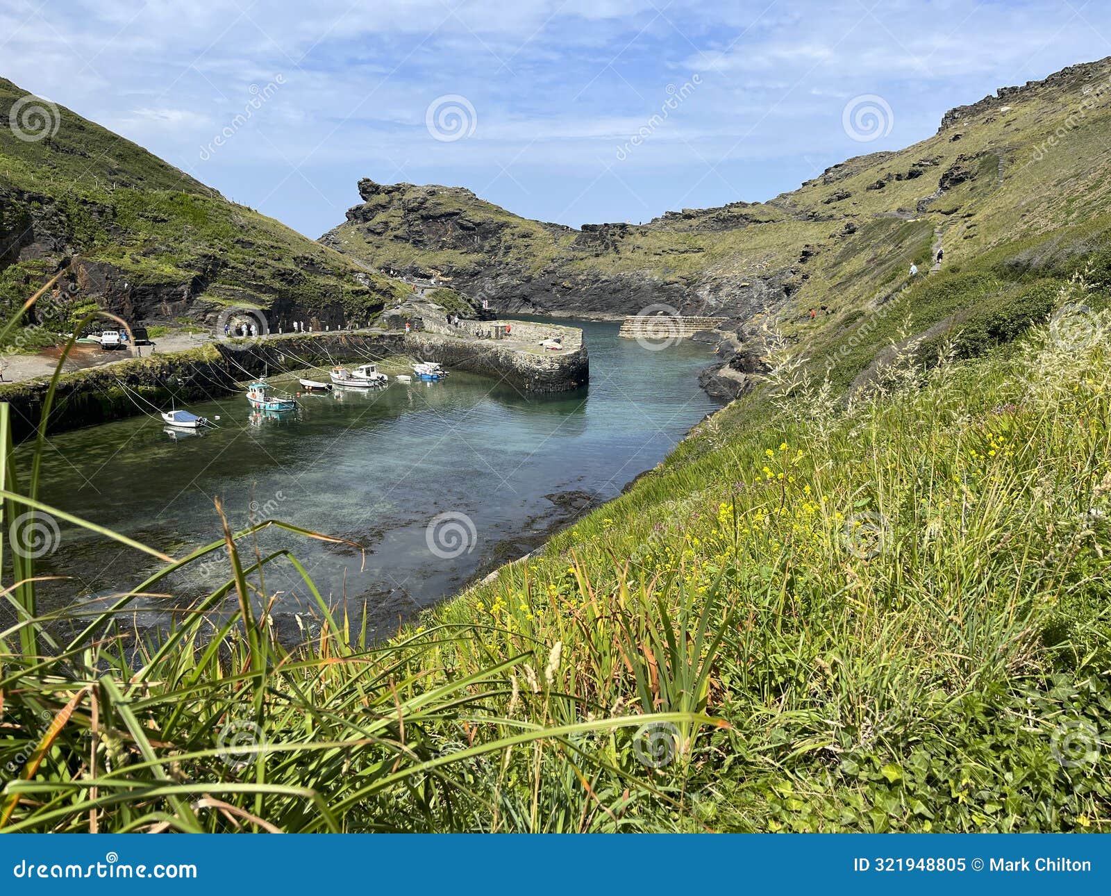 Boscastle Cornwall Harbour View Stock Image - Image of boscastle, sunny ...