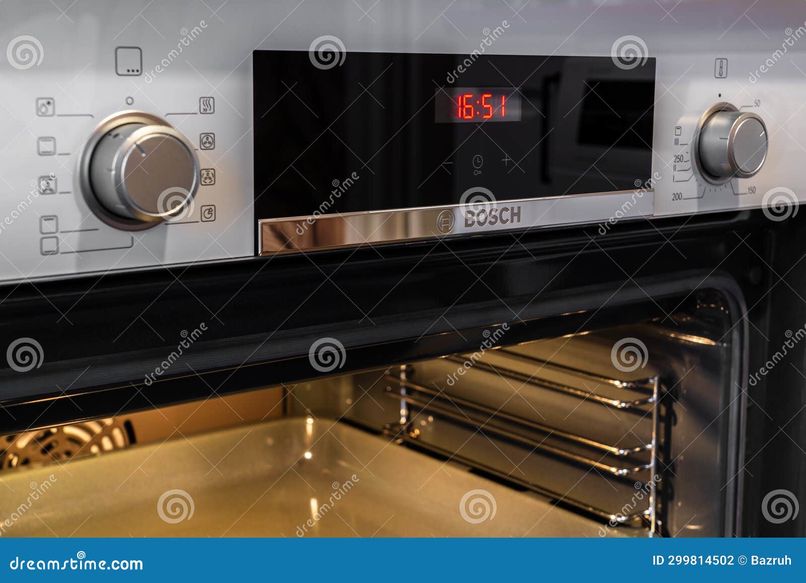 Bosch Electric Oven in the Kitchen. Cooking Editorial Photography ...