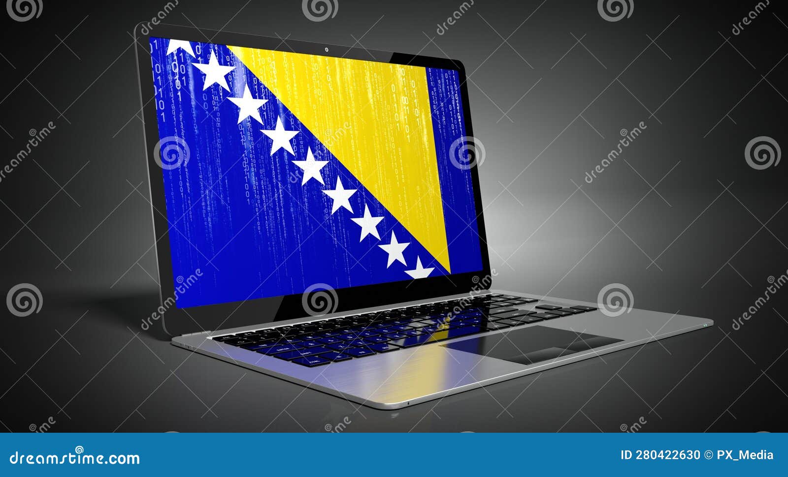 Bosnia and Herzegovina - Country Flag and Binary Code on Laptop Screen ...