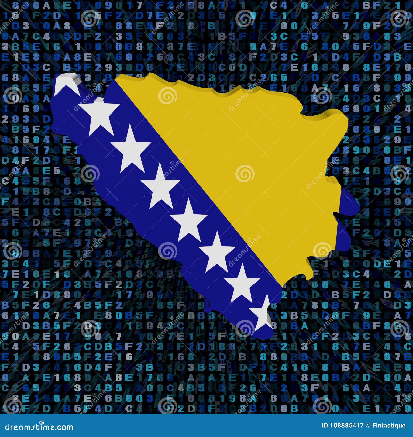 Bosnia Map Flag on Hex Code Illustration Stock Illustration ...