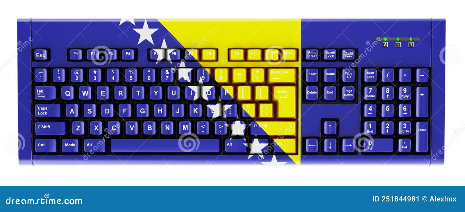 Bosnian and Herzegovinan Flag Painted on Computer Keyboard. 3D ...
