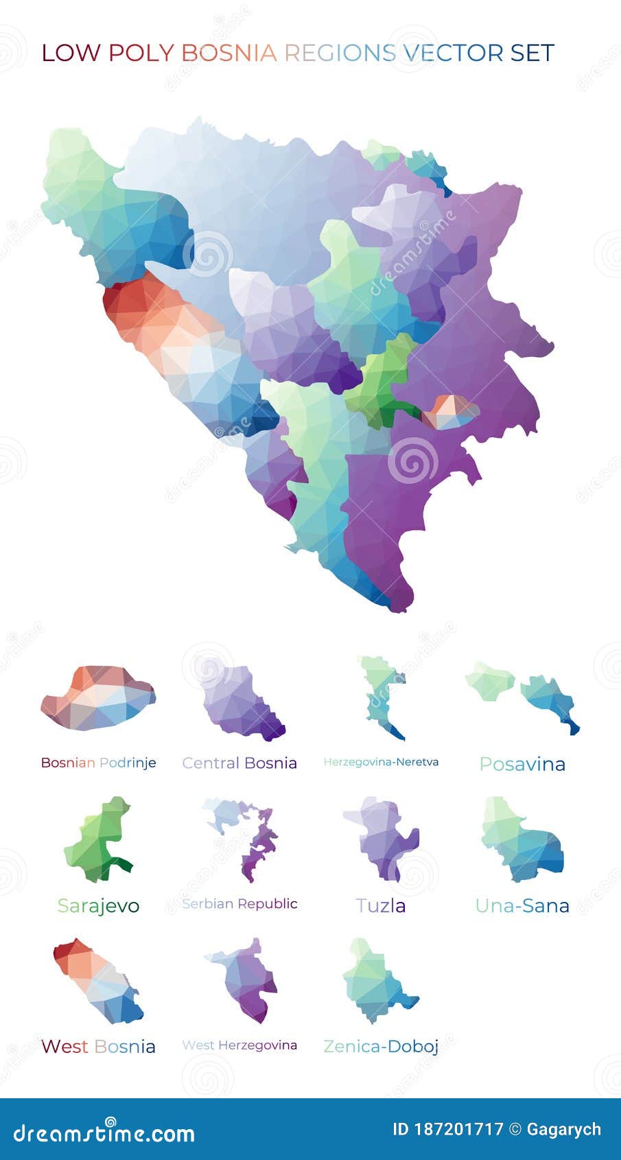 Bosnian, Herzegovinian Low Poly Regions. Stock Vector - Illustration of ... Bosnian, Herzegovinian Low Poly Regions. Stock Vector - Illustration of ...