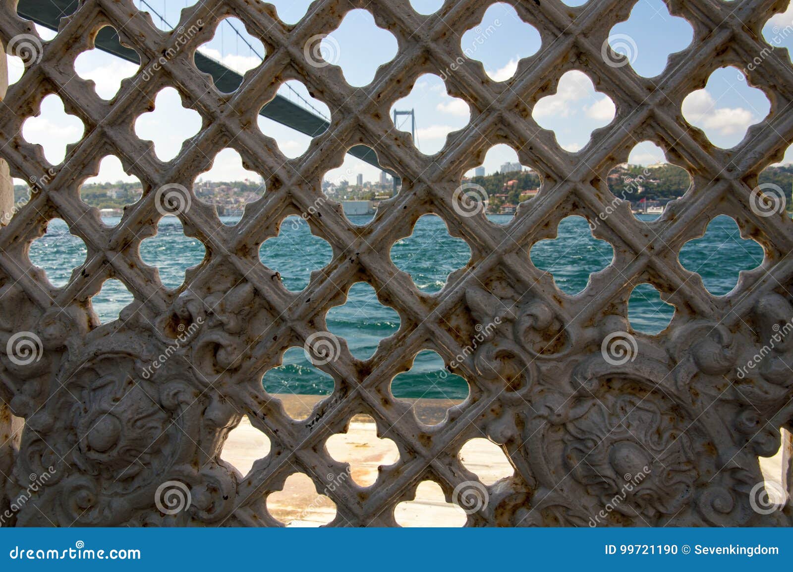 Bosphorus behind fence stock photo. Image of surrounding - 99721190