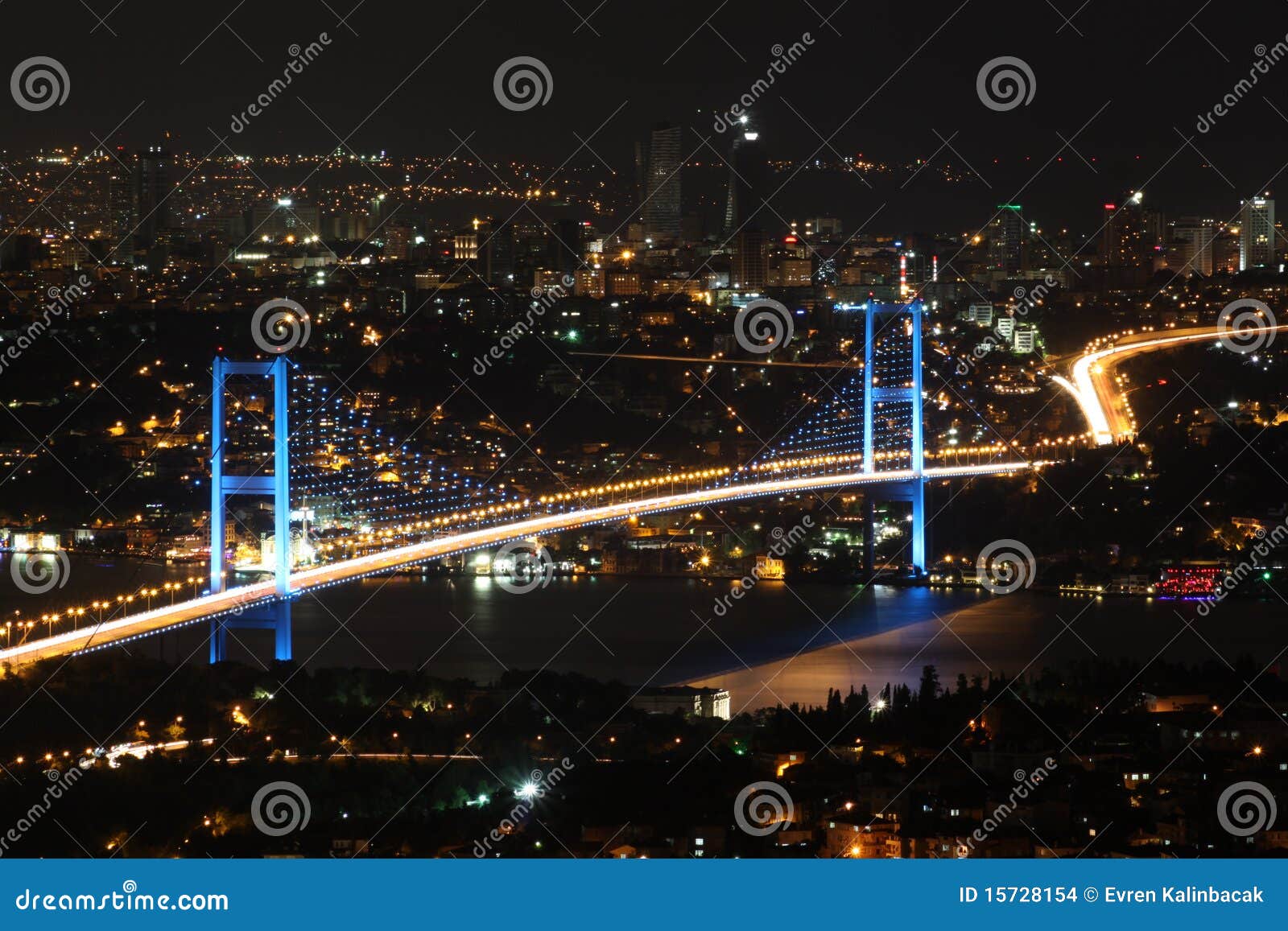 Bosphorus Bridge stock photo. Image of landmark, reflection - 15728154
