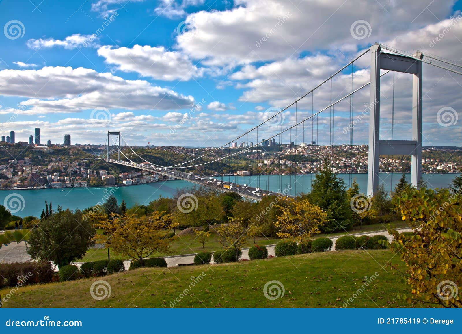 Bosphorus with Bridge stock image. Image of vehicle, tree - 21785419