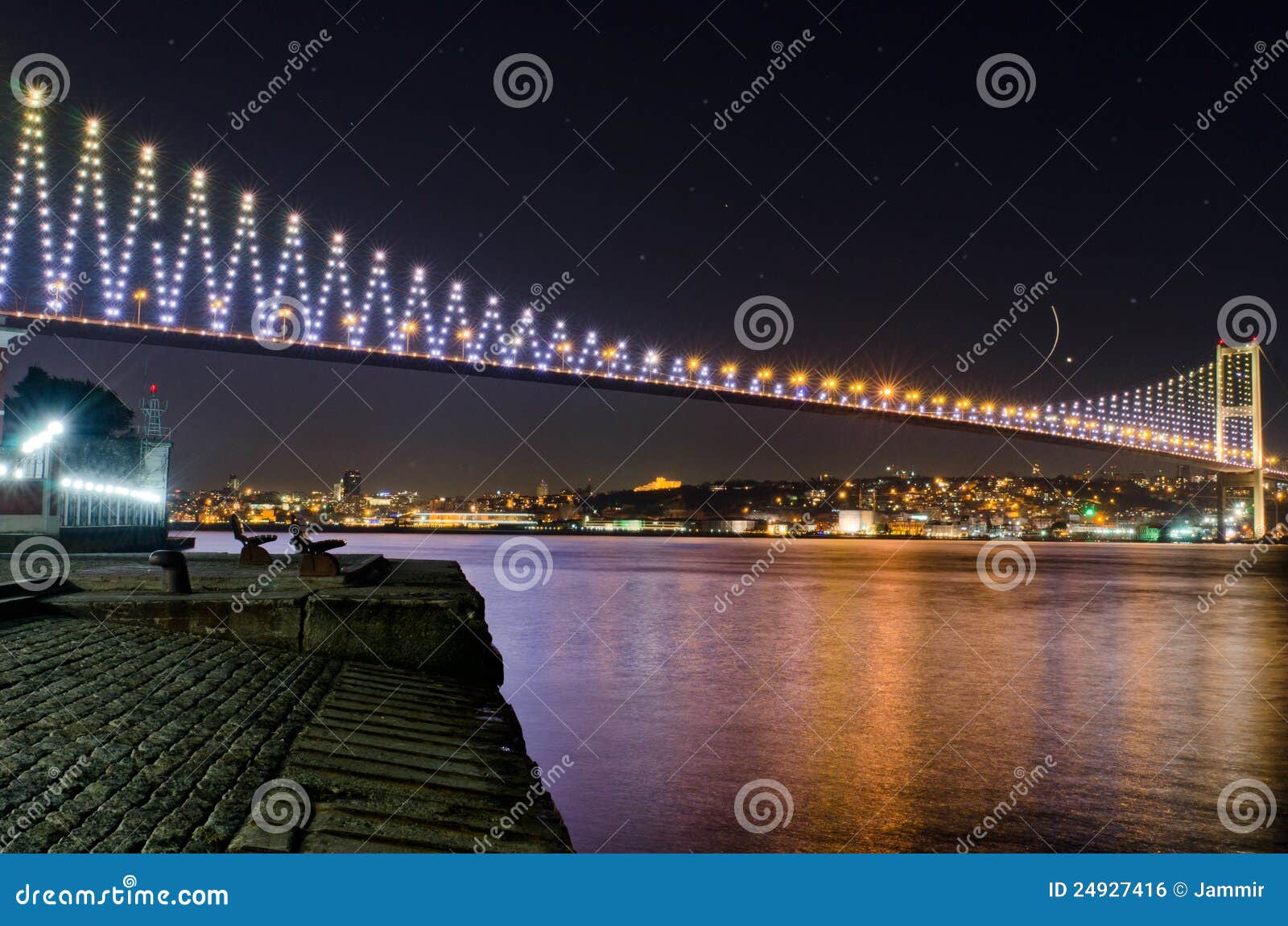 Bosphorus bridge stock photo. Image of illuminated, color - 24927416