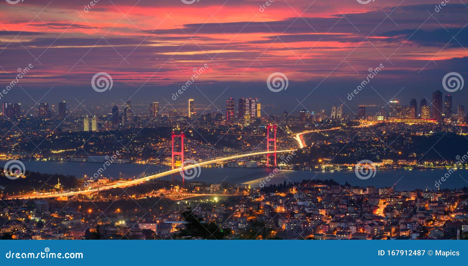 Bosphorus Bridge in Istanbul, Turkey Stock Image - Image of sunset ...