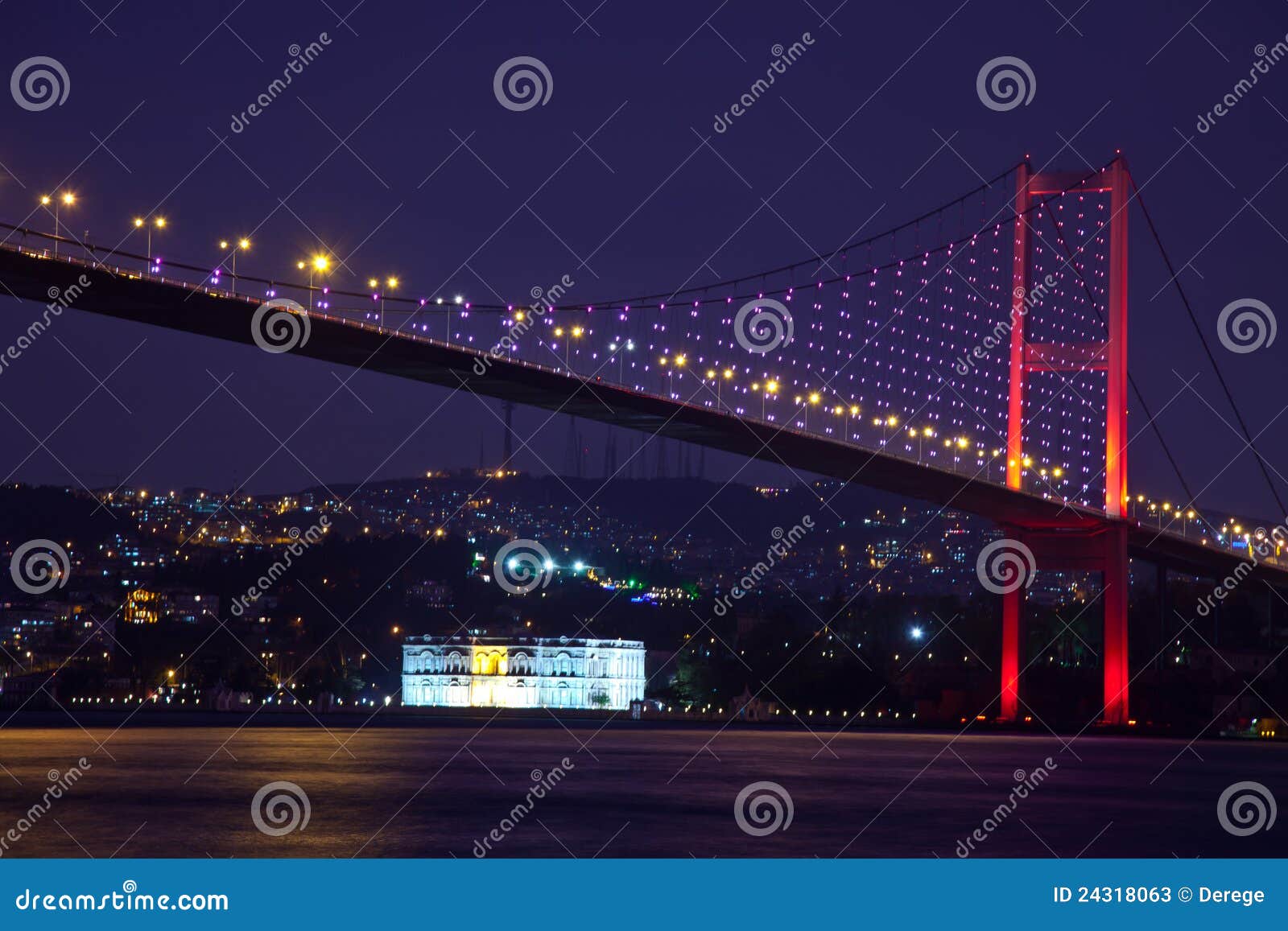 Bosphorus Bridge at the Night 3 Stock Image - Image of marine, turkey ...