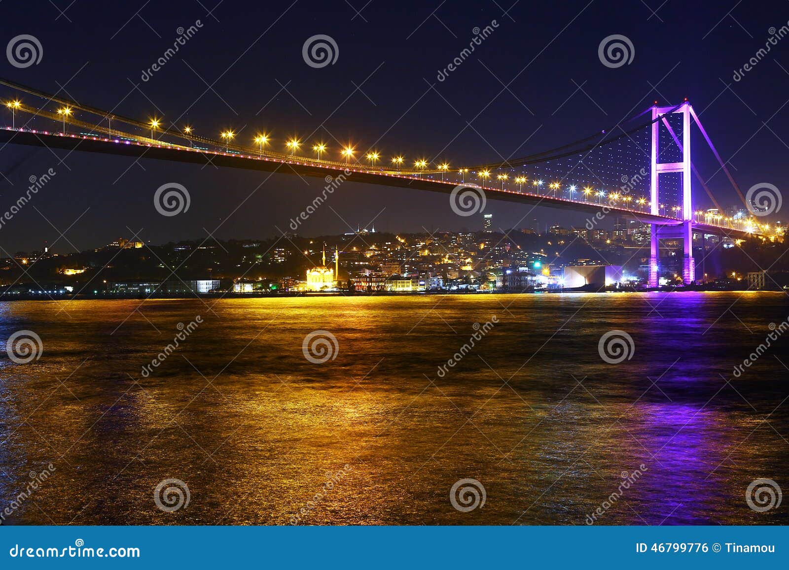 Bosphorus Bridge by Night, Istanbul Stock Photo - Image of bridge ...