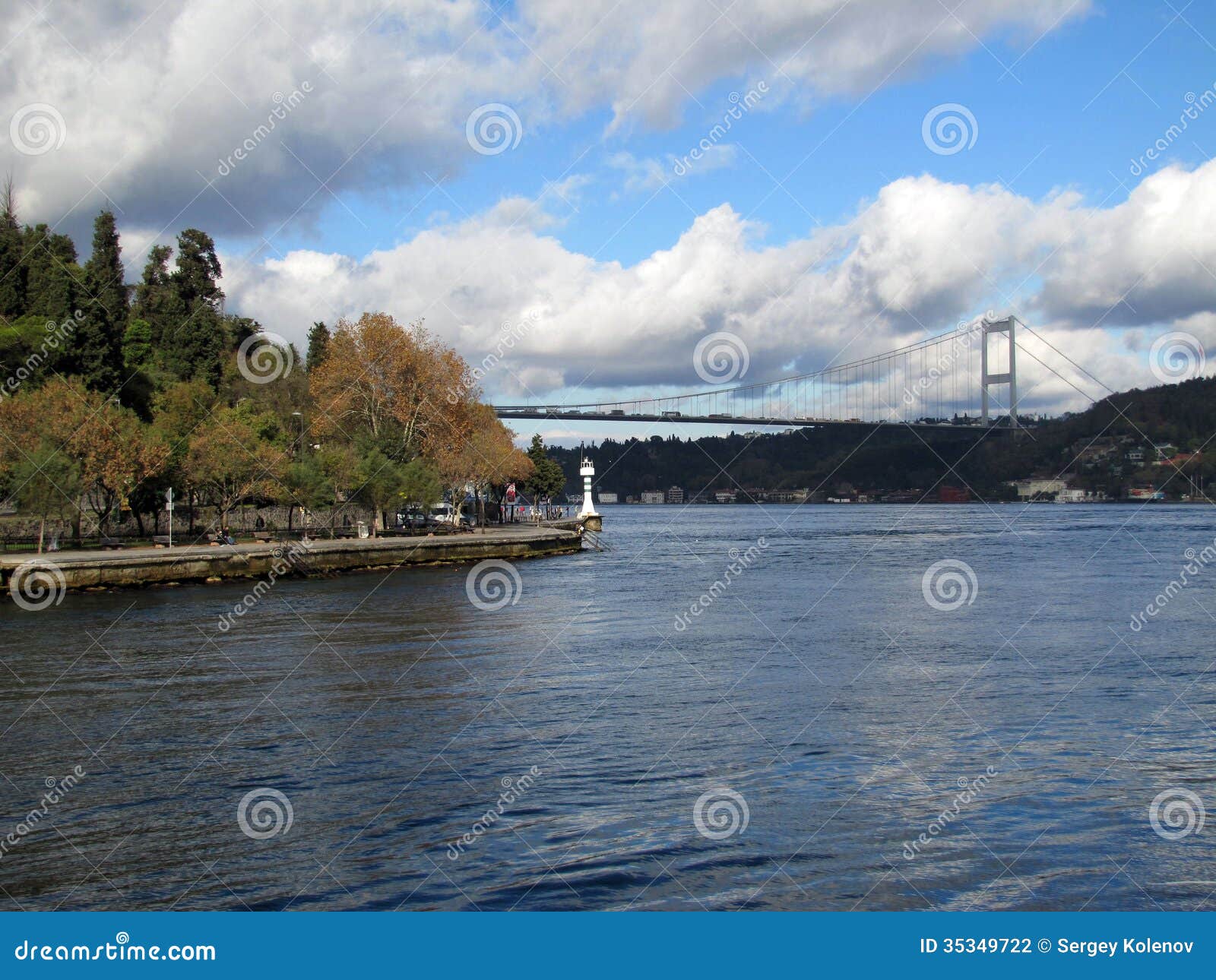 Bosphorus Strait and First Bosphorus Bridge Stock Photo - Image of blue ...