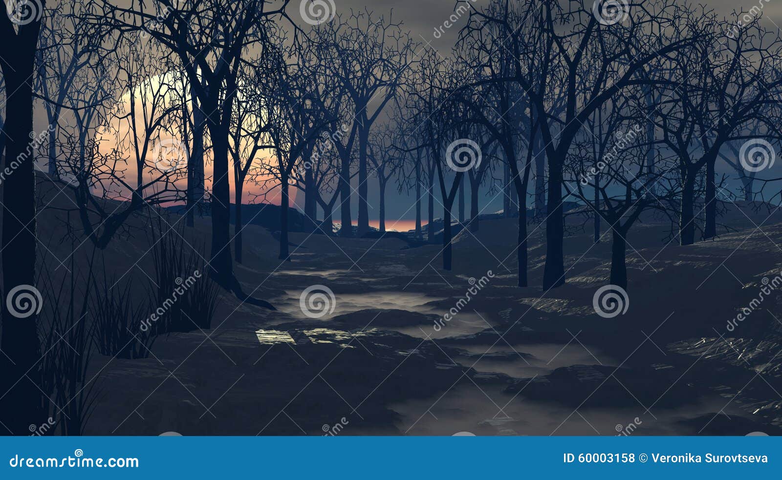 Bosque fantasmagórico stock de ilustración. Ilustración de oscuridad ...