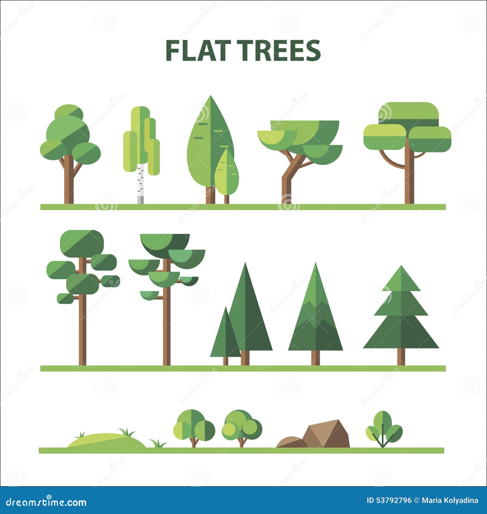 Bosque plano stock de ilustración. Ilustración de historieta - 53792796