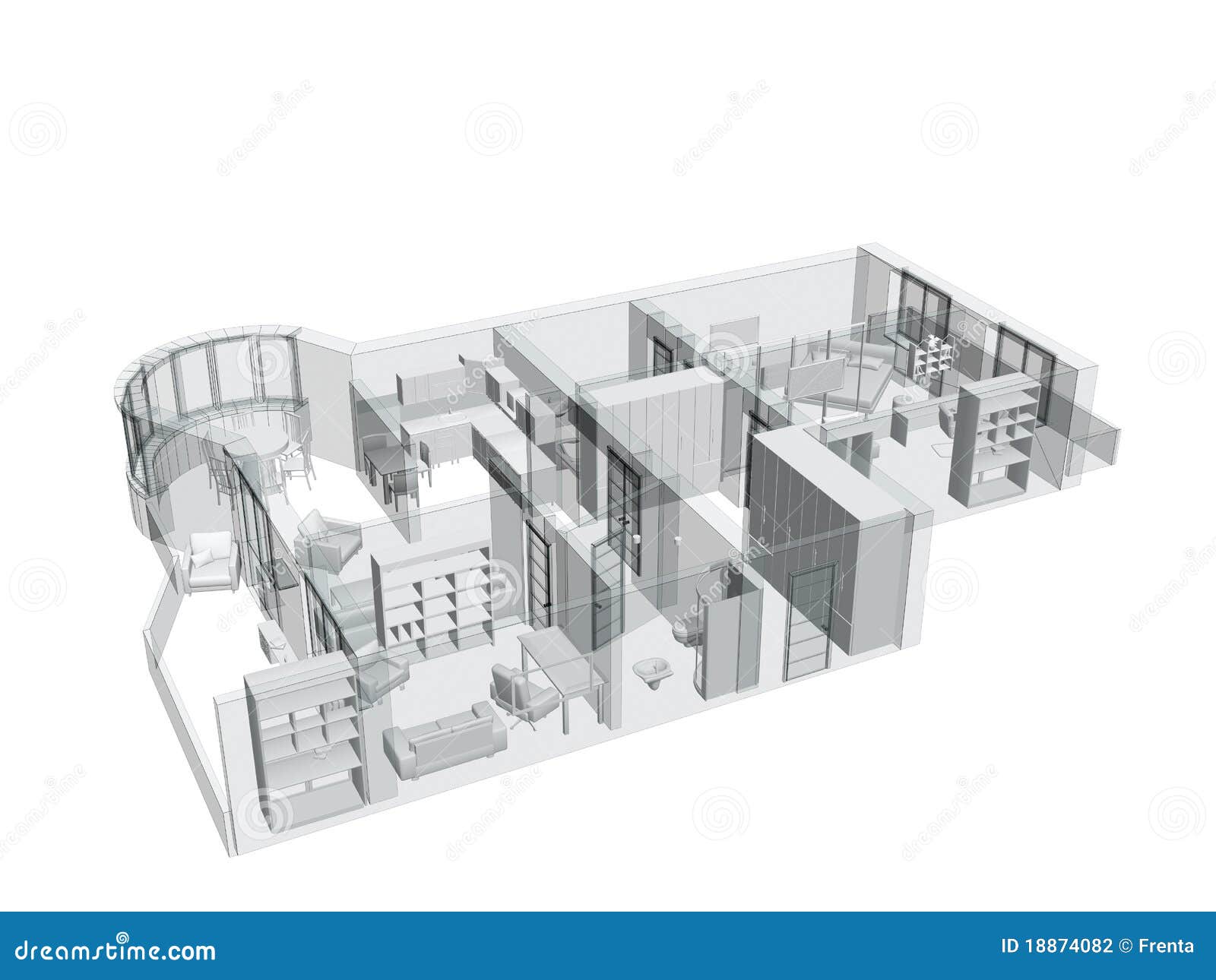 Bosquejo 3d De Un Apartamento Del Cuatro-cuarto Stock de ilustración ...