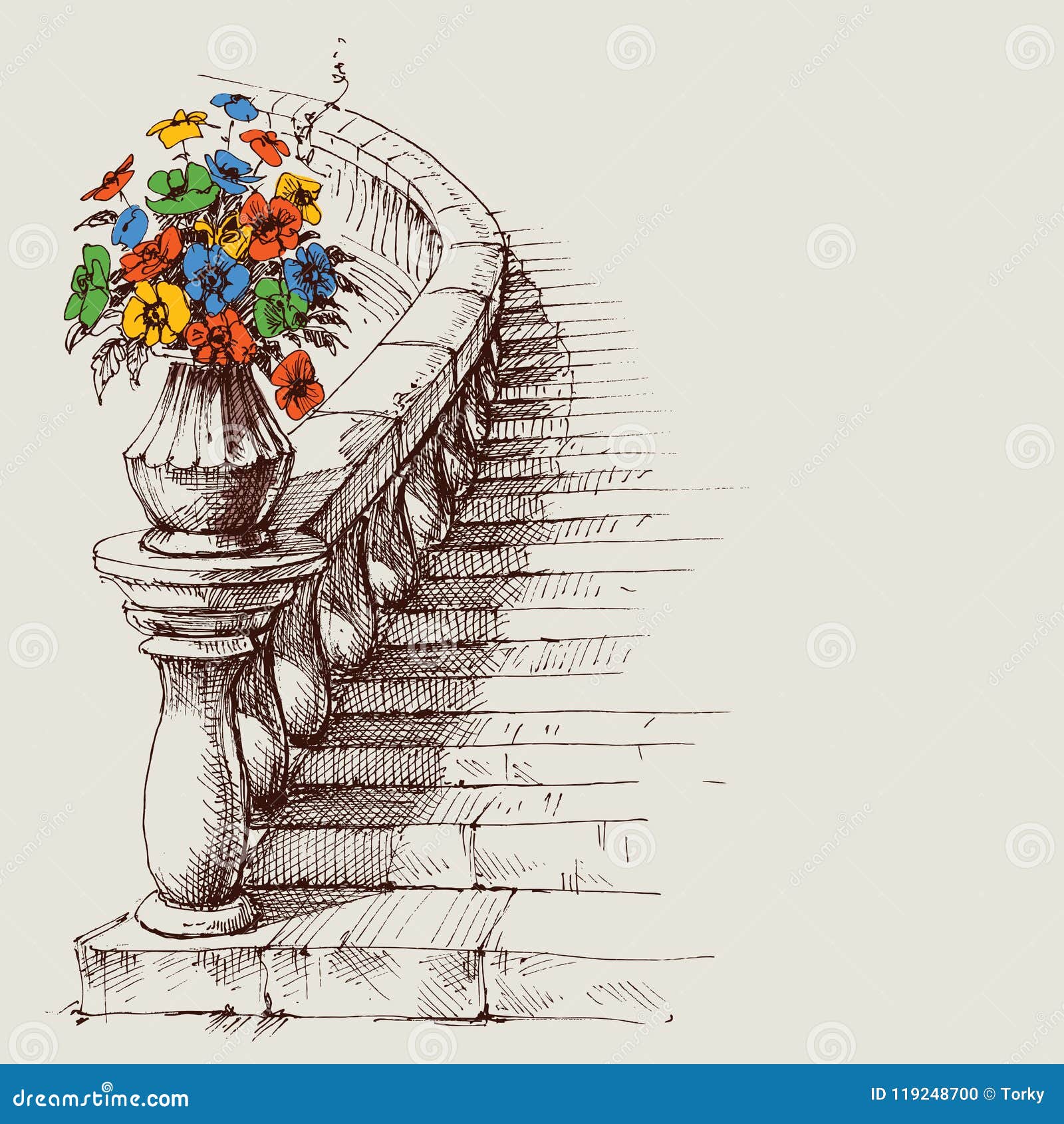 Bosquejo De La Escalera Y De La Verja Ilustración del Vector ...