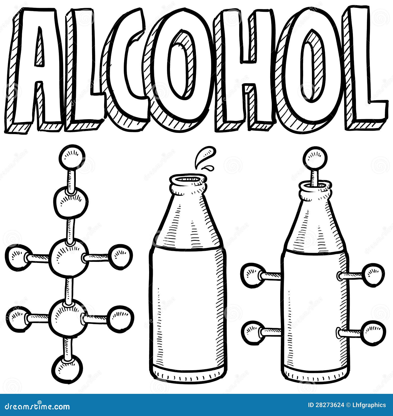 Bosquejo De La Molécula Y De La Botella Del Alcohol Imagenes de archivo ...
