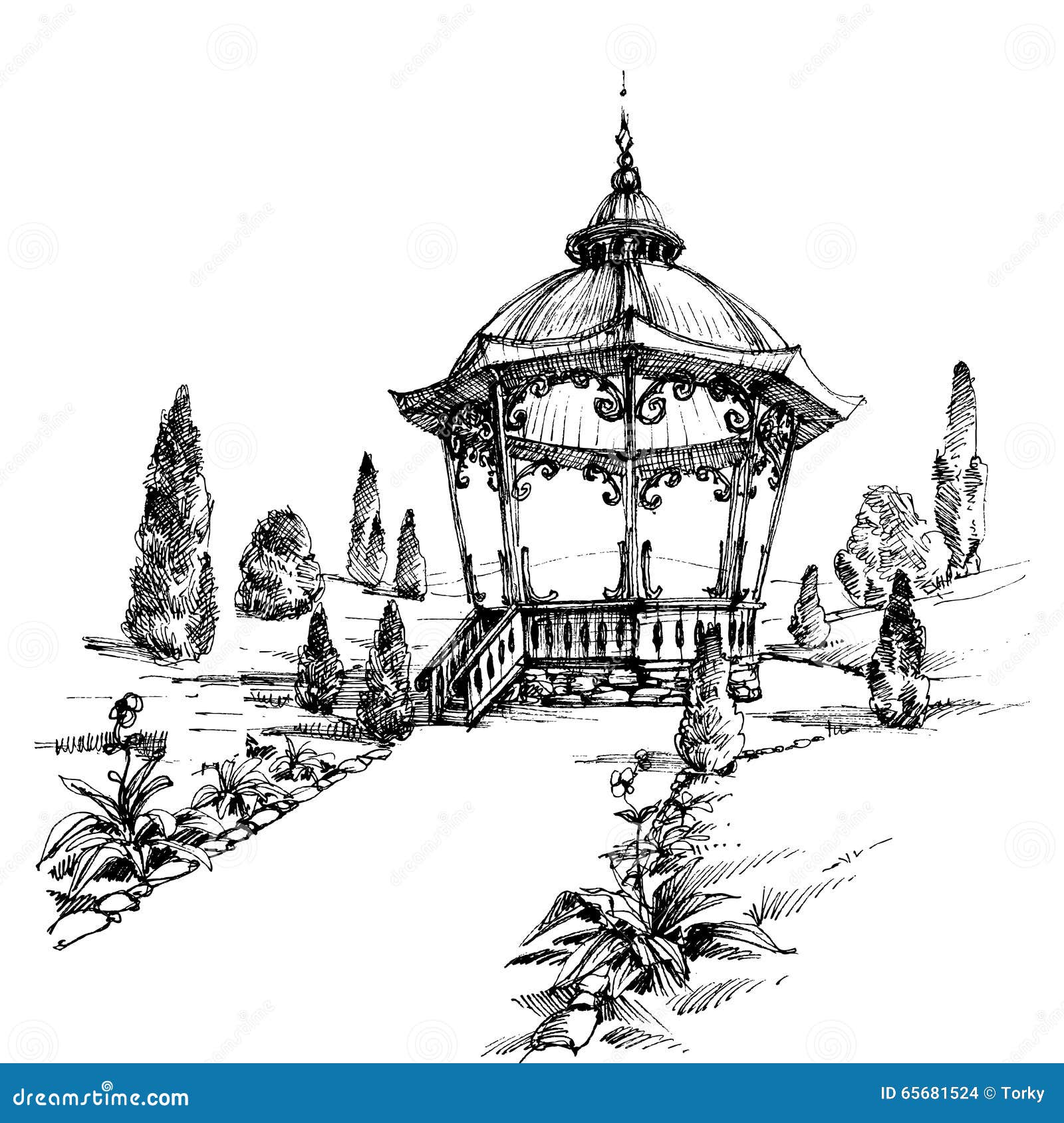 Bosquejo del Gazebo ilustración del vector. Ilustración de ciudad ...
