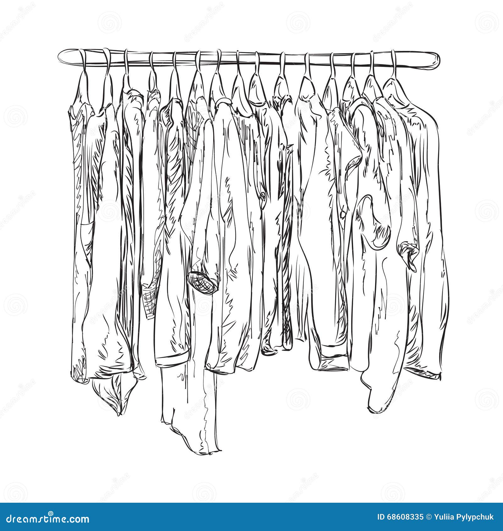 Bosquejo Del Guardarropa Tienda De Ropa Ilustración del Vector ...