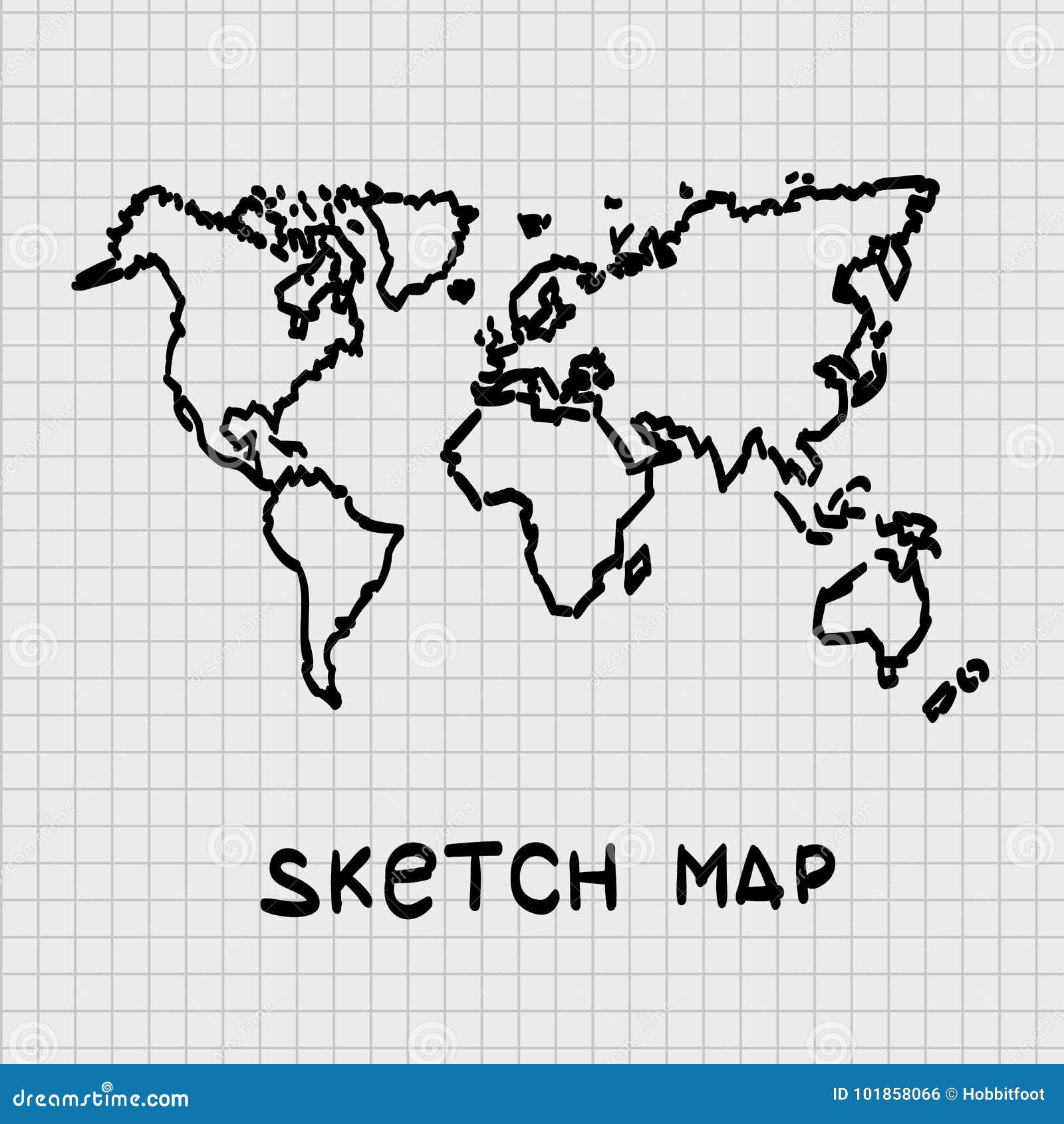 Bosquejo Del Mapa Del Mundo Dibujado Mano Ilustración del Vector ...