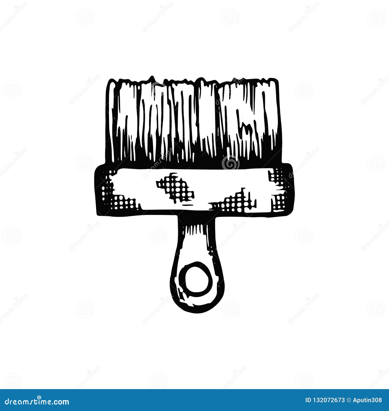 Bosquejo Del Vector De La Silueta De La Brocha Objeto Aislado ...