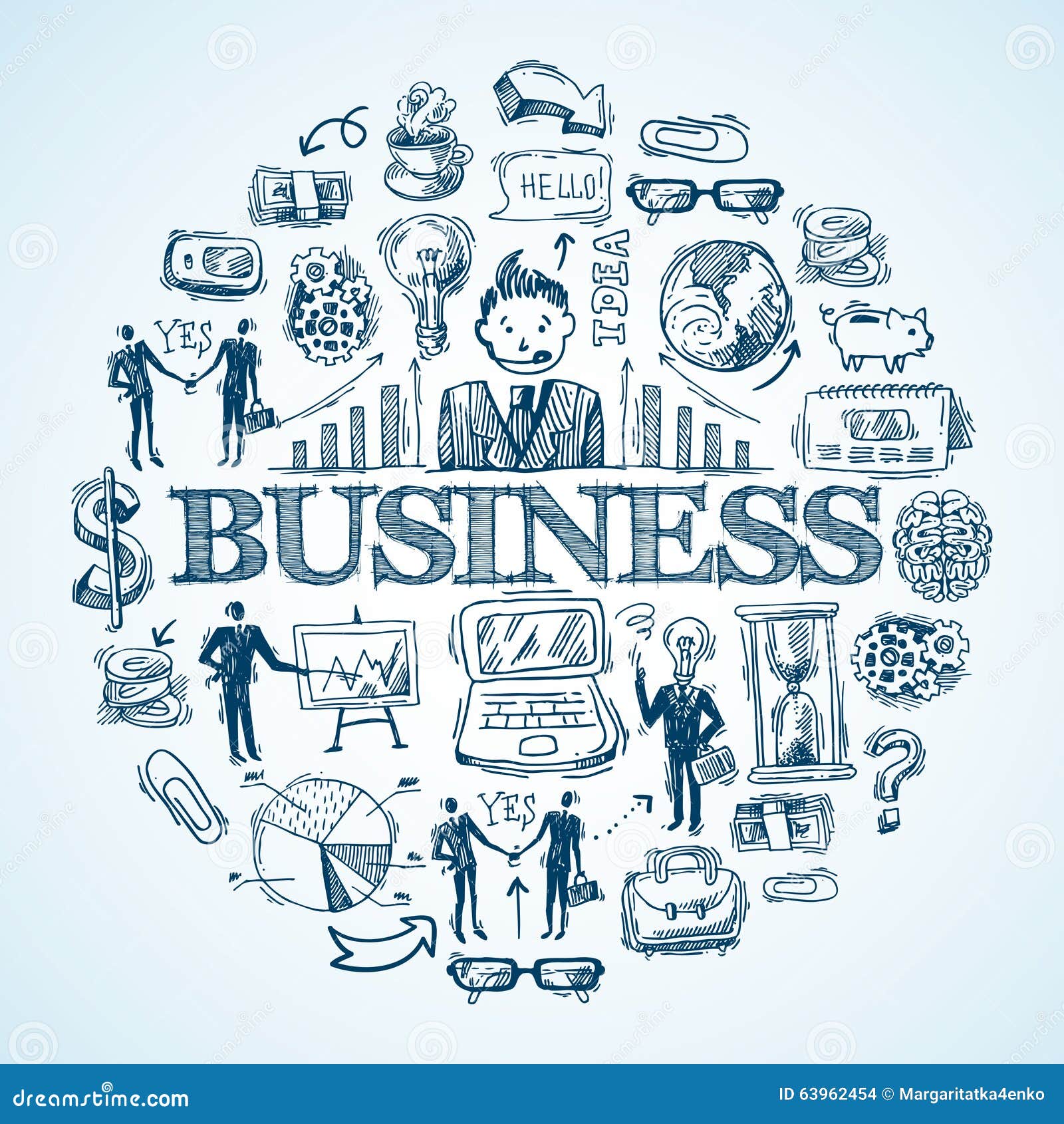 Bosquejo Dibujado Mano Del Negocio Ilustración del Vector - Ilustración ...