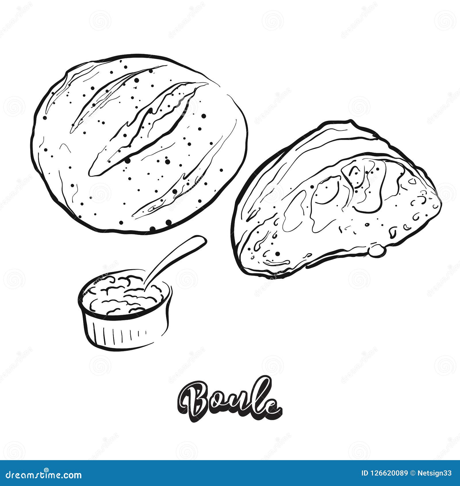 Bosquejo Dibujado Mano Del Pan Del Boule Ilustración del Vector ...