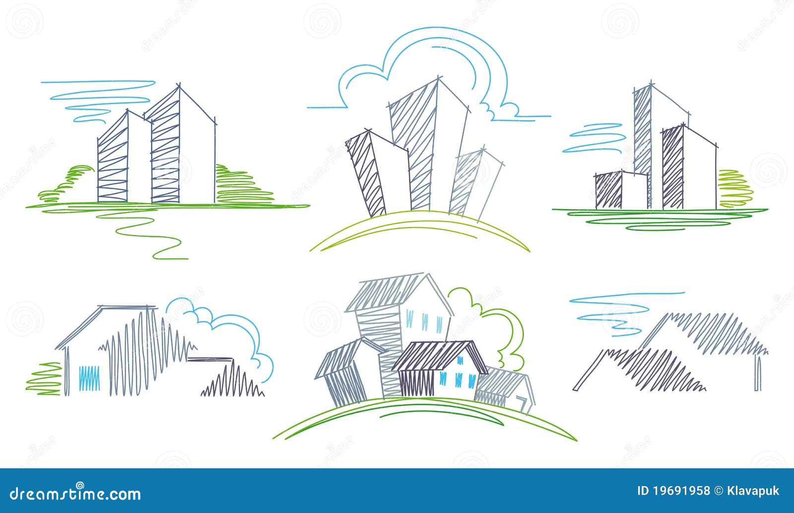 Bosquejos de edificios ilustración del vector. Ilustración de exterior - 19691958