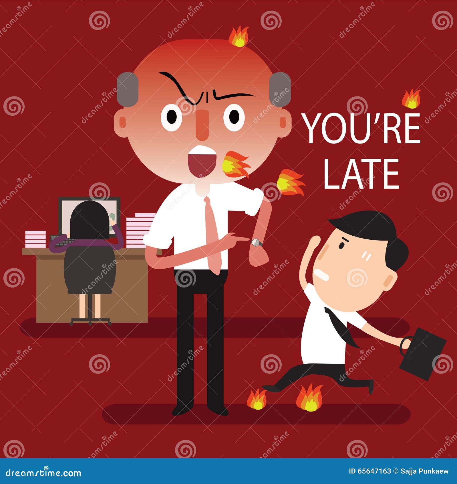 Boss angry you re late stock vector. Illustration of business - 65647163