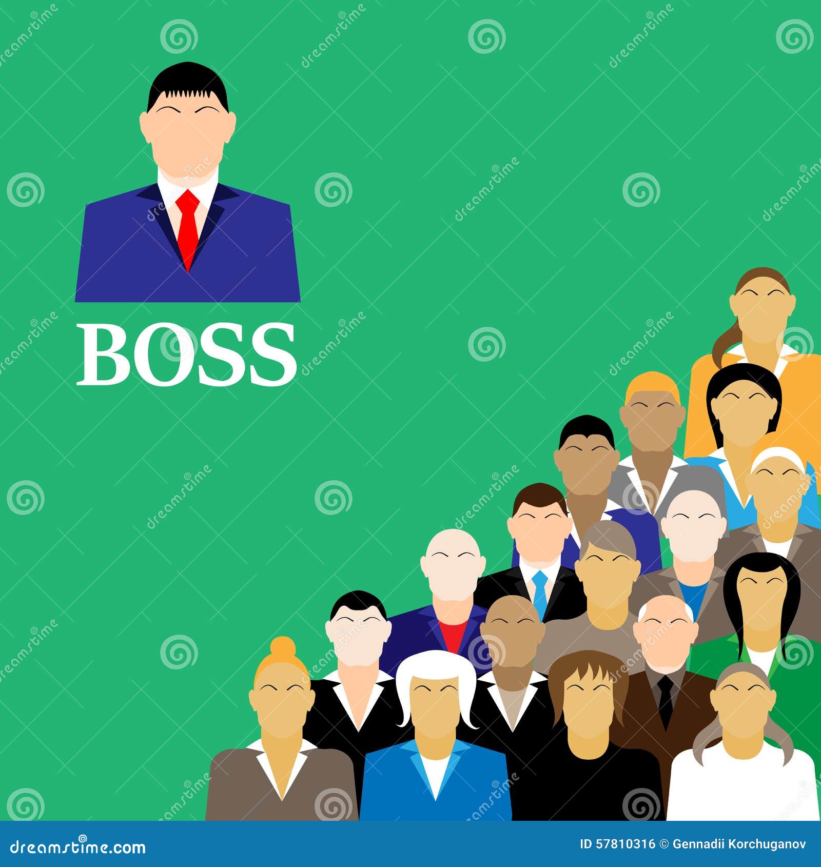 Boss and Business Team. Group of Office Workers Stock Vector ...