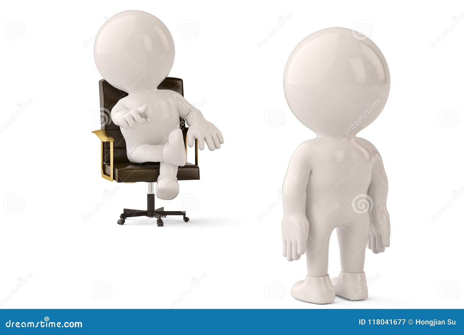 Boss Businessman Character with Employee.3D Illustration. Stock ...
