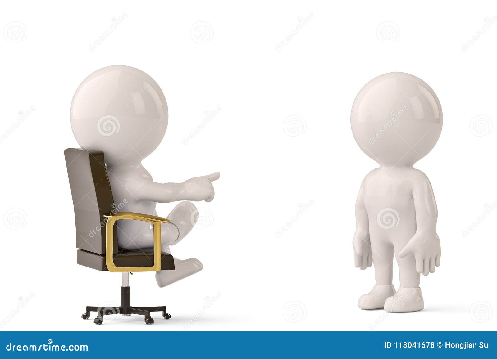 Boss Businessman Character with Employee.3D Illustration. Stock ...